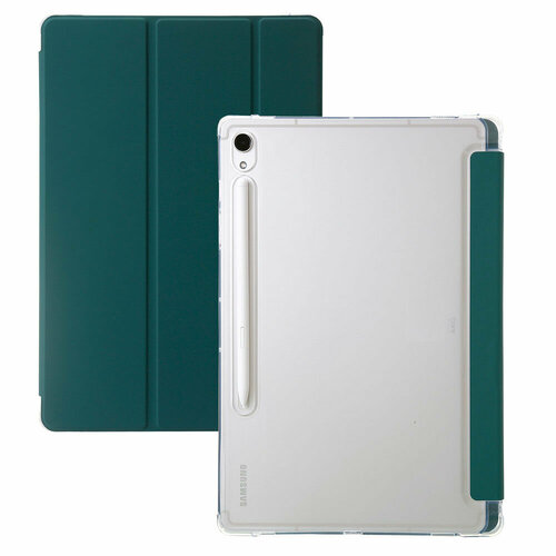 Чехол для планшета Samsung Galaxy Tab S9/ Tab S9 FE (SM-X710/X716; BSM-X510/X516), держатель для стилуса, из мягкого силикона (темно-зеленый)