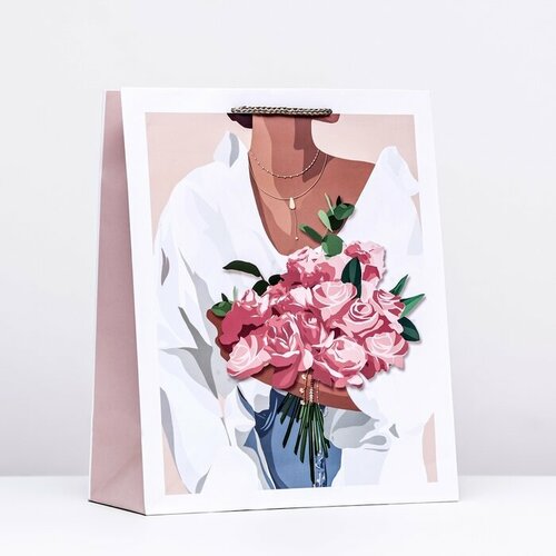 Пакет подарочный "Дама с розами", 26 х 32 х 12 см (комплект из 18 шт)
