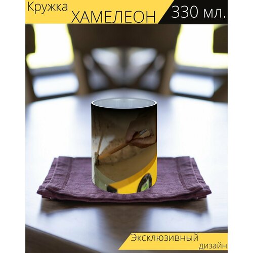 Кружка хамелеон с принтом "Женщины, сделай это сам, группы" 330 мл.