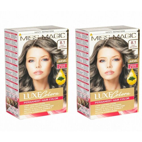 MISS MAGIC Краска для волос Luxe Colors, тон 8.1 Светлый пепельно-русый, 108 мл, 2 штуки/