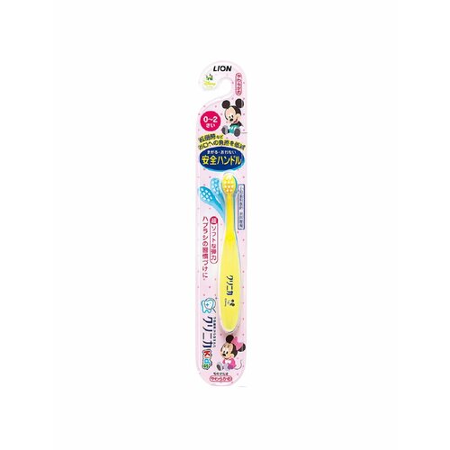 LION Детская зубная щетка KIDS серия Disney с гибкой головкой и нескользящей силиконовой ручкой, от 0 до 2 лет, мягкая щетина, желтая