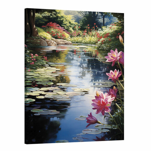 Интерьерная картина 50х70 "Цветочный райский уголок"