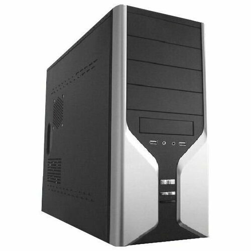 Корпус для персонального компьютера Miditower Trin (PA-803 BK-SR-BK) ATX black/silver без БП