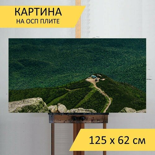 Картина на ОСП 125х62 см. "Вершине горы, гора, воздуха" горизонтальная, для интерьера, с креплениями