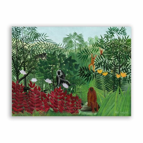 Картина на холсте, репродукция / Анри Руссо - Tropical Forest with Monkeys / Размер 60 x 80 см