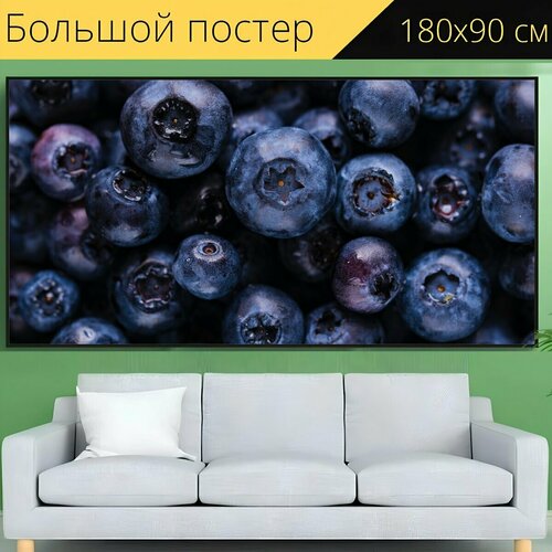 Большой постер "Черника, фрукты, уборка урожая" 180 x 90 см. для интерьера