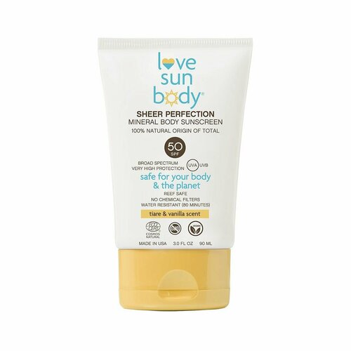 Love Sun Body Sheer Perfection Минеральный солнцезащитный крем для тела SPF50 Аромат Тиаре и Ванили 90мл