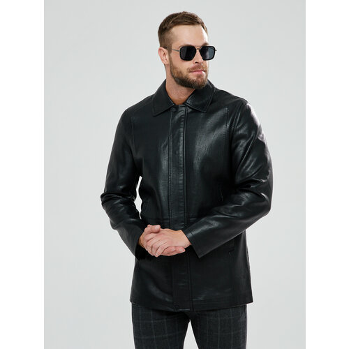 Кожаная куртка INDIWEAR Дипломат, размер 58, черный