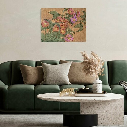 Картина на холсте, репродукция / Ханна Боргер Овербек - Pink Roses on Terracotta Color Ground / Размер 60 x 80 см