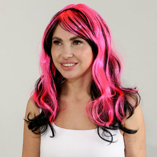Карнавальный парик "Хвостики", цвет чёрно-розовый 9644334