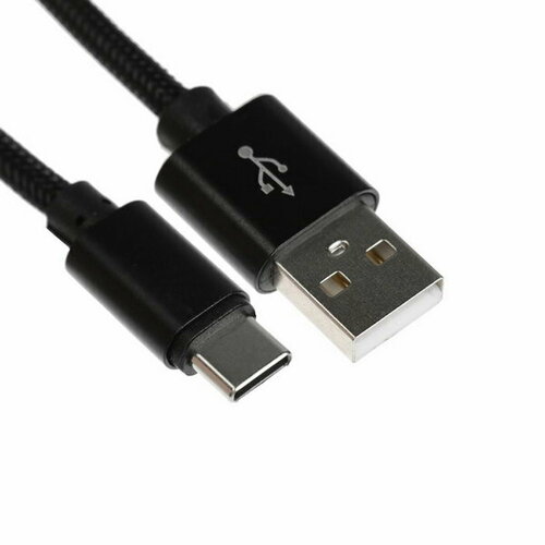 Кабель Type- C - USB, 2.1 А, оплётка нейлон, 2 метра, чёрный