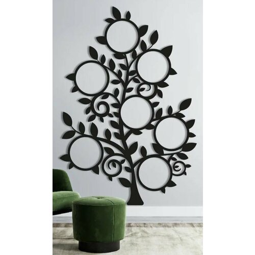Декоративное металлическое панно, Древо жизни, рамки для фото (черный цвет)