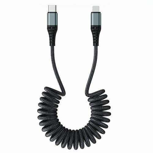 Кабель ROCK Xiaomi PD100W USB Type-C to Lightning 150 cm Cable Spring Coil Fast Charging Cable черный