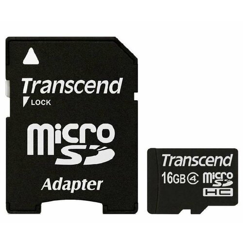 Карта памяти Transcend microSDHC 16Gb Cl4 +ад, TS16GUSDHC4