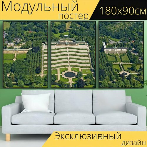 Модульный постер "Архитектура, путешествовать, с высоты птичьего полета" 180 x 90 см. для интерьера