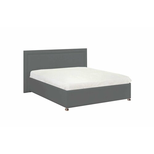 Двуспальная кровать Нью-Йорк 140x200 основание металлическое с ламелями велюр черный ножки 13 см хром