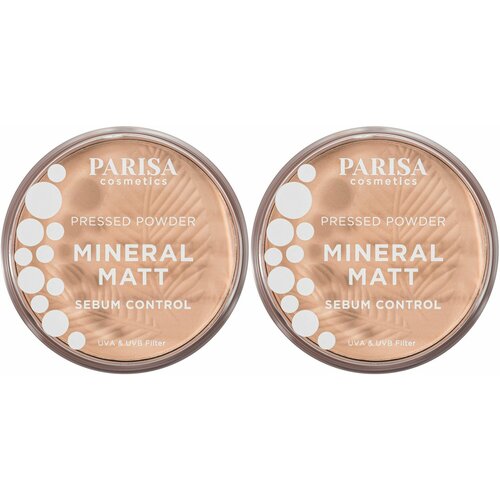 Parisa Cosmetics Пудра компактная Mineral Matt, тон №2 Насыщенно-бежевый, 2 шт