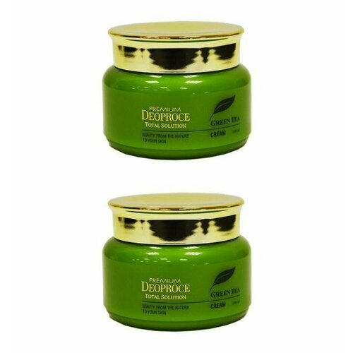 Deoproce Green tea Total Solution Cream Крем для лица, увлажняющий, на основе зеленого чая, 100 мл, 2 штуки.
