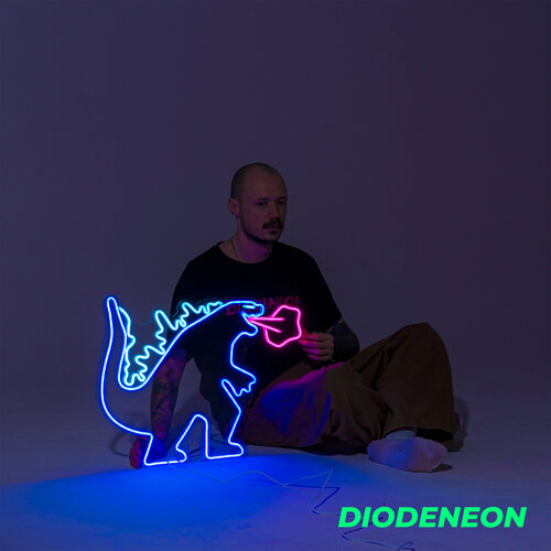 DIODENEON / Неоновый светильник - Godzilla 62x49 см, неоновая вывеска, гибкий неон, ночник