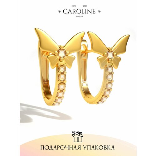 Серьги конго Caroline Jewelry, кристалл, золотой