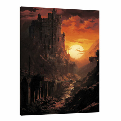 Интерьерная картина 50х70 "Пейзаж с мрачным замком"