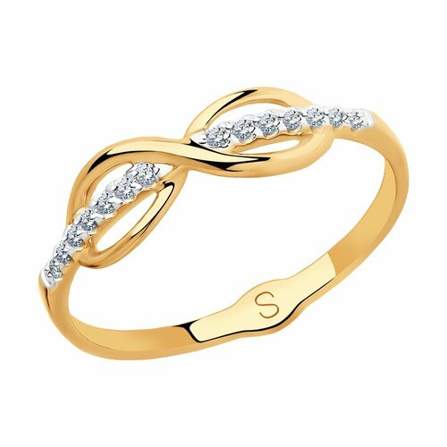 Кольцо Diamant online, золото, 585 проба, фианит, размер 16, бесцветный