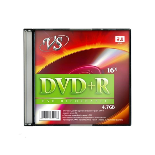 DVD+R VS Носители информации DVD+R, 16x, VS, Slim/5, VSDVDPRSL501