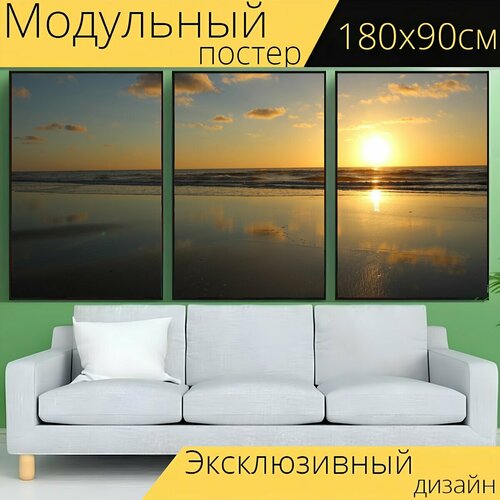Модульный постер "Восход солнца, джэксонвилл, пляж" 180 x 90 см. для интерьера