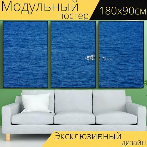 Модульный постер "Море, стамбул, природа" 180 x 90 см. для интерьера