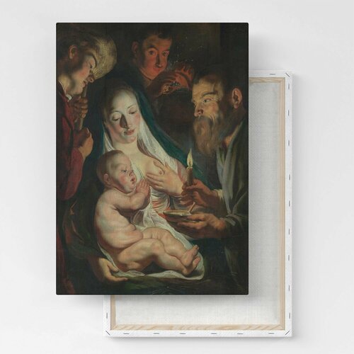 Картина на холсте, репродукция / Якоб Йорданс - The Holy Family with Shepherds / Размер 30 x 40 см