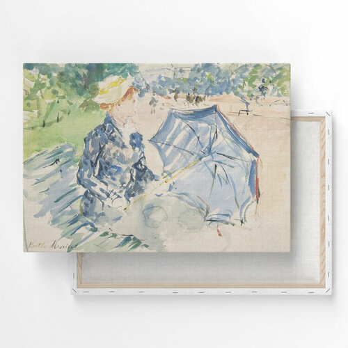 Картина на холсте, репродукция / Берта Моризо - A Woman Seated at a Bench / Размер 40 x 53 см