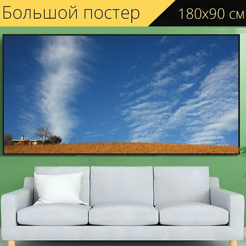 Большой постер "Небо, облака, природа" 180 x 90 см. для интерьера