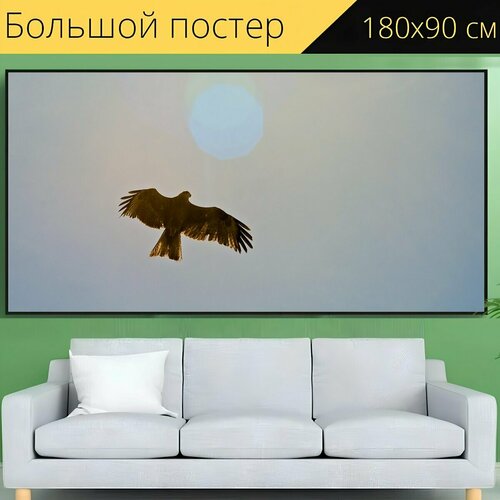 Большой постер "Птица, орел, природа" 180 x 90 см. для интерьера