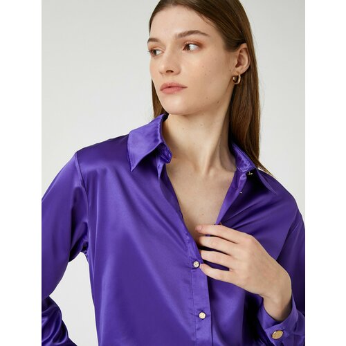 Рубашка KOTON, размер 40, фиолетовый