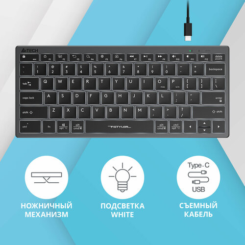 Клавиатура A4Tech Fstyler FX61, русские и английские буквы, темно-серый (fx61 grey)