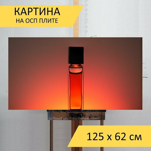 Картина на ОСП 125х62 см. "Эфирные масла, с подсветкой, апельсин" горизонтальная, для интерьера, с креплениями