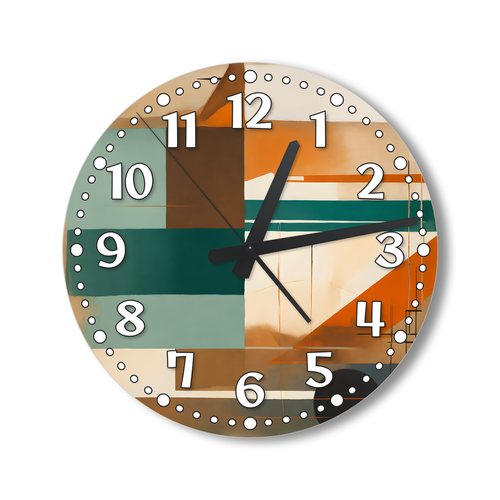 Деревянные настенные часы с УФ принтом 28см, бесшумные кварцевые интерьерные часы без стекла, открытые стрелки, абстракция кубизм