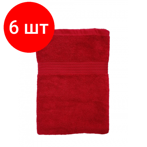 Комплект 6 штук, Полотенце махровое 35/40х70 красное (+/- 5см)