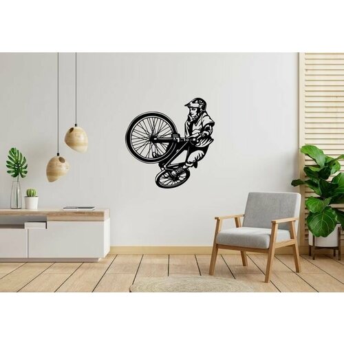 Декоративное панно деревянное, Мотоциклист (черный цвет)