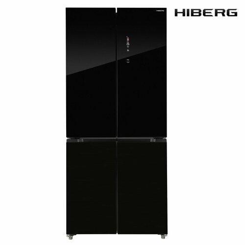 Отдельностоящий холодильник с возможностью встраивания HIBERG RFQ-600DX NFGB Inverter Cross Door "Черное мерцающее стекло" 192*84
