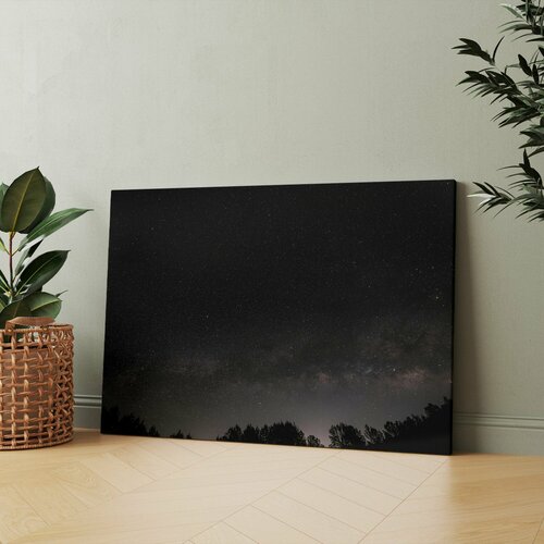 Картина на холсте (звездное небо черное темное ночное) 80x100 см/для интерьера/в комнату/на стену/в подарок