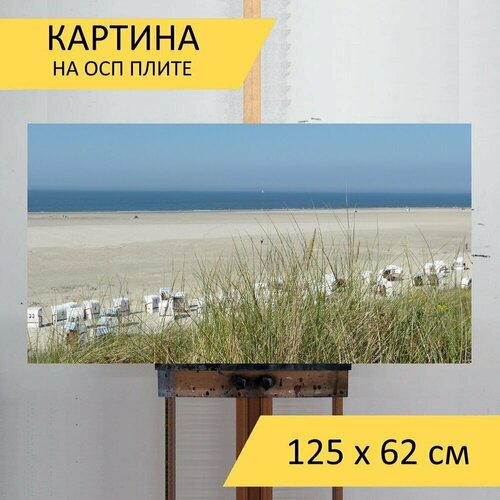 Картина на ОСП 125х62 см. "Пляж, остров, германия" горизонтальная, для интерьера, с креплениями