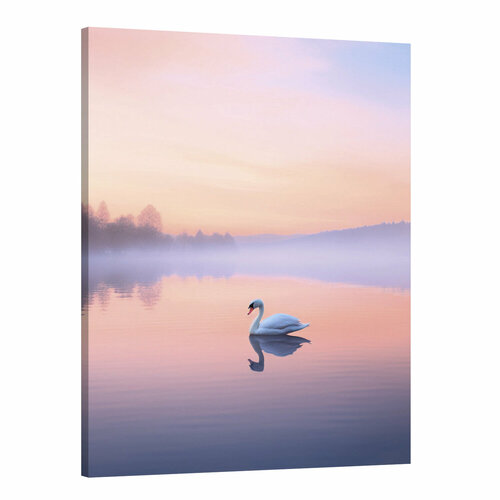 Интерьерная картина 50х70 "Лебедь на восходе"