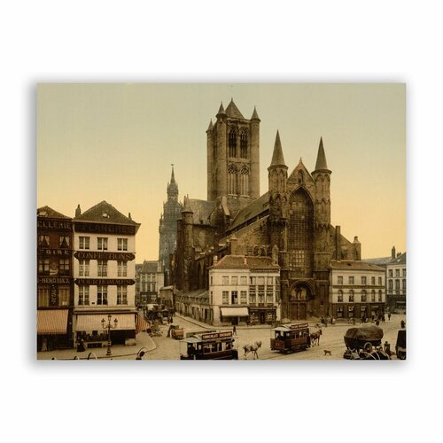 Постер, плакат на бумаге / St. Nicolas Church, Ghent, Belgium / Размер 30 x 40 см
