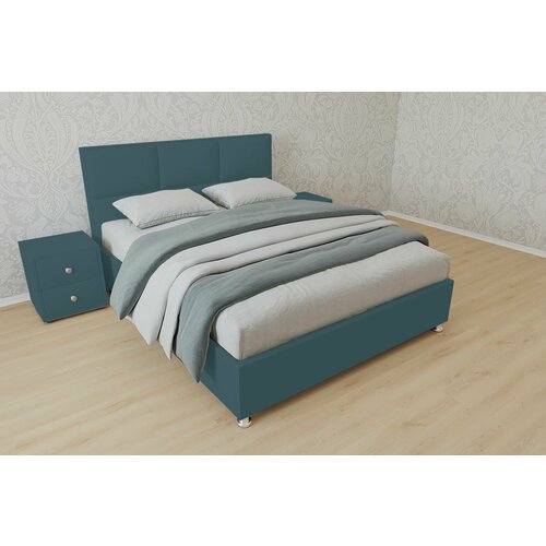 Двуспальная кровать Корсика 180x200 с подъемным механизмом и с коробом для белья велюр бирюзовый без ножек