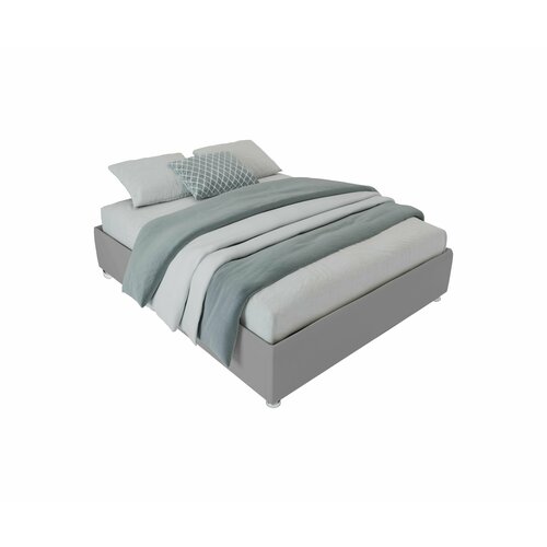 Двуспальная кровать Основание без изголовья 200x200 с подъемным механизмом и с коробом для белья велюр серый без ножек