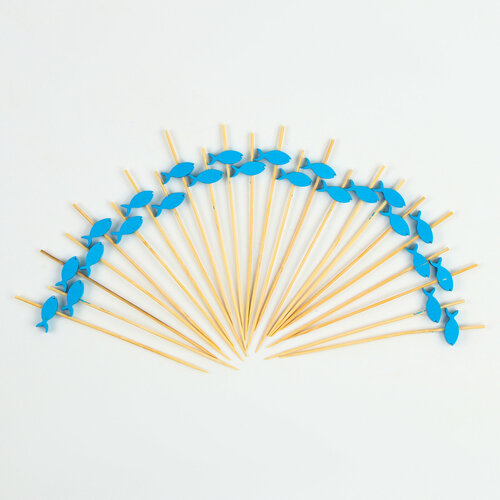 Шпажки для канапе «Рыбки» набор 24 шт, цвет синий
