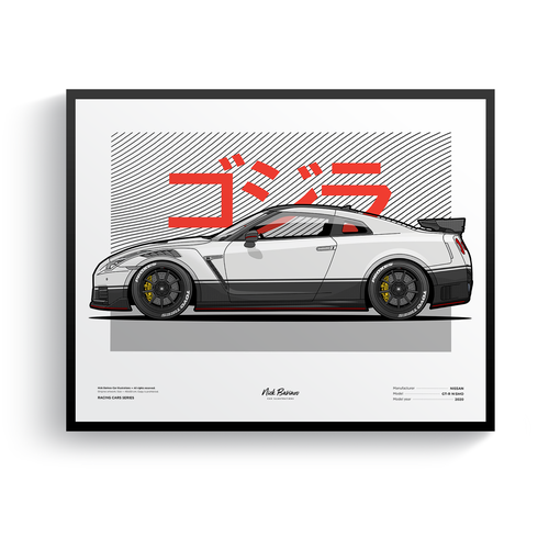 Плакат, картина, постер с авто в раме Nissan GT-R NISMO / плакат на стену (40х50см)