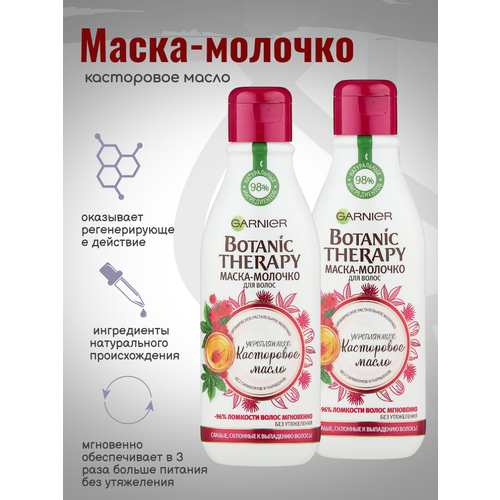 Маска-молочко для слабых волос, касторовое масло 250 мл 2шт