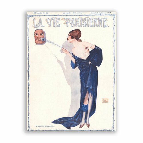 Постер на бумаге в стиле Пин-ап / La Vie Parisienne - A Bas les Masques! / Размер 40 x 53 см